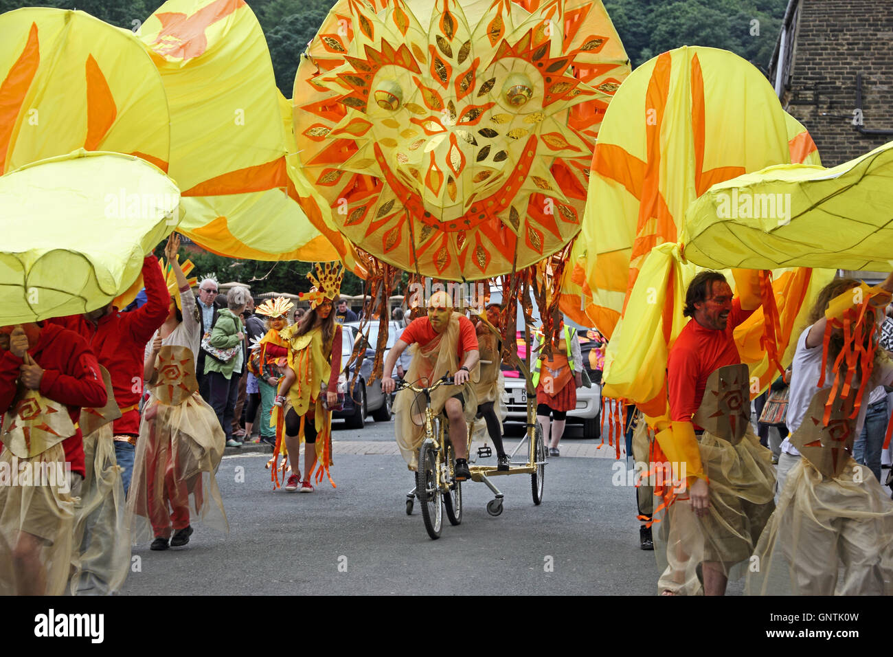 Colourful carnival display in Handmade Parade, Hebden Bridge, June 2016 ...