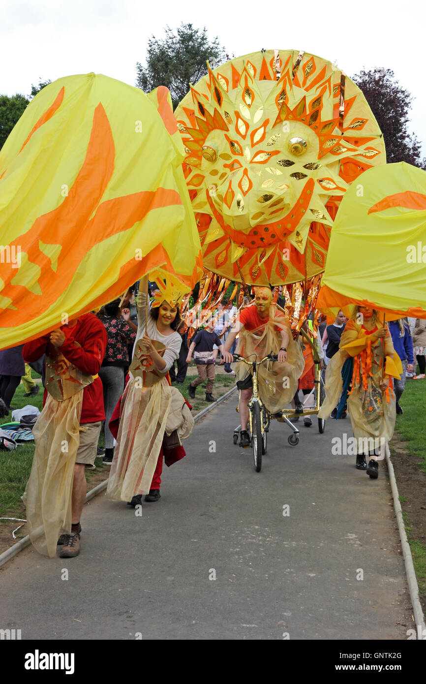 Colourful carnival display in Handmade Parade, Hebden Bridge, June 2016 ...