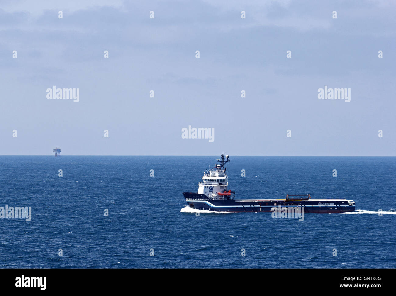 MV Highland Princess, an offshore supply vessel, on the North Sea, with ...