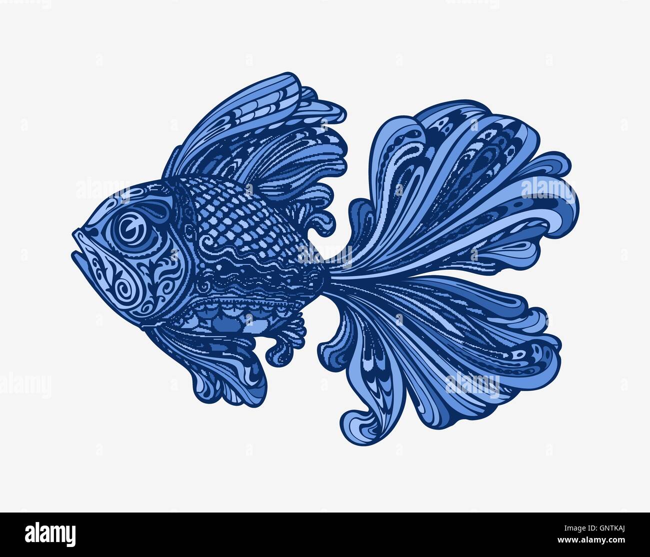 Hand drawn fish. Ethnic patterns. Vector illustration Stock Vector ...