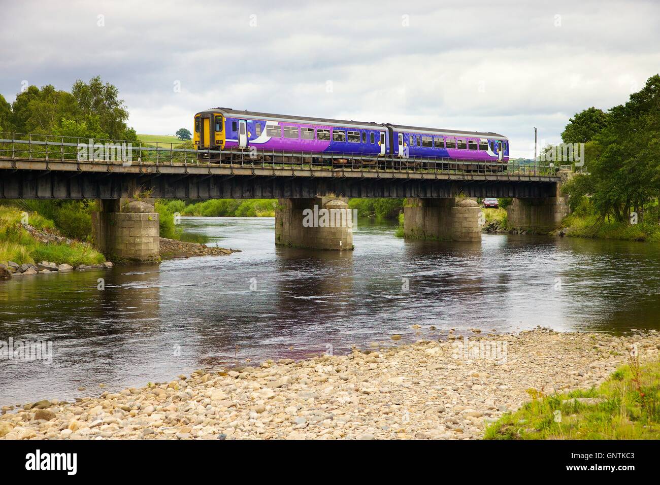 Class,156 Super Sprinter train. South Tyne river, Ridley Hall Railway ...