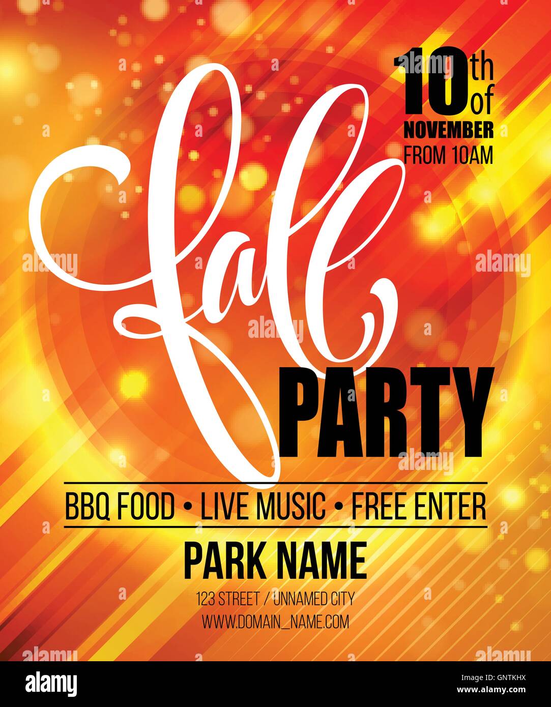 Fall Party. Template for Autumn poster, banner, flyer. Vector ...