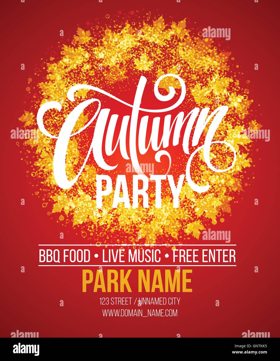 Fall Party. Template for Autumn poster, banner, flyer. Vector ...