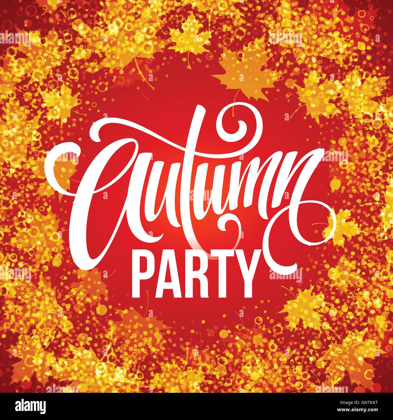 Fall Party. Template for Autumn poster, banner, flyer. Vector ...