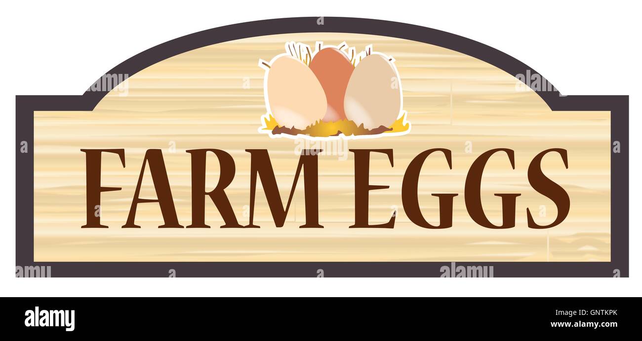 Farm Eggs store stylish wooden store sign over a white background Stock ...