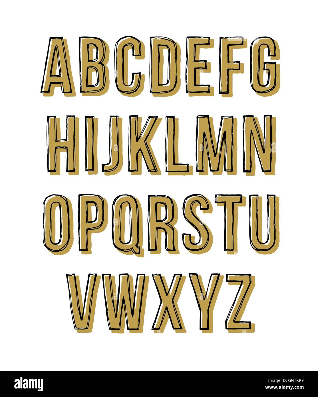 Hand drawn sketch alphabet. Vector illustration Stock Vector Image ...