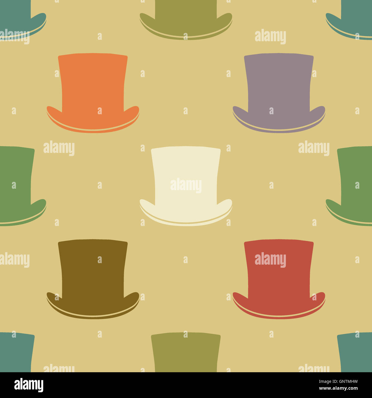 Vintage cylinder hat seamless pattern Stock Photo - Alamy