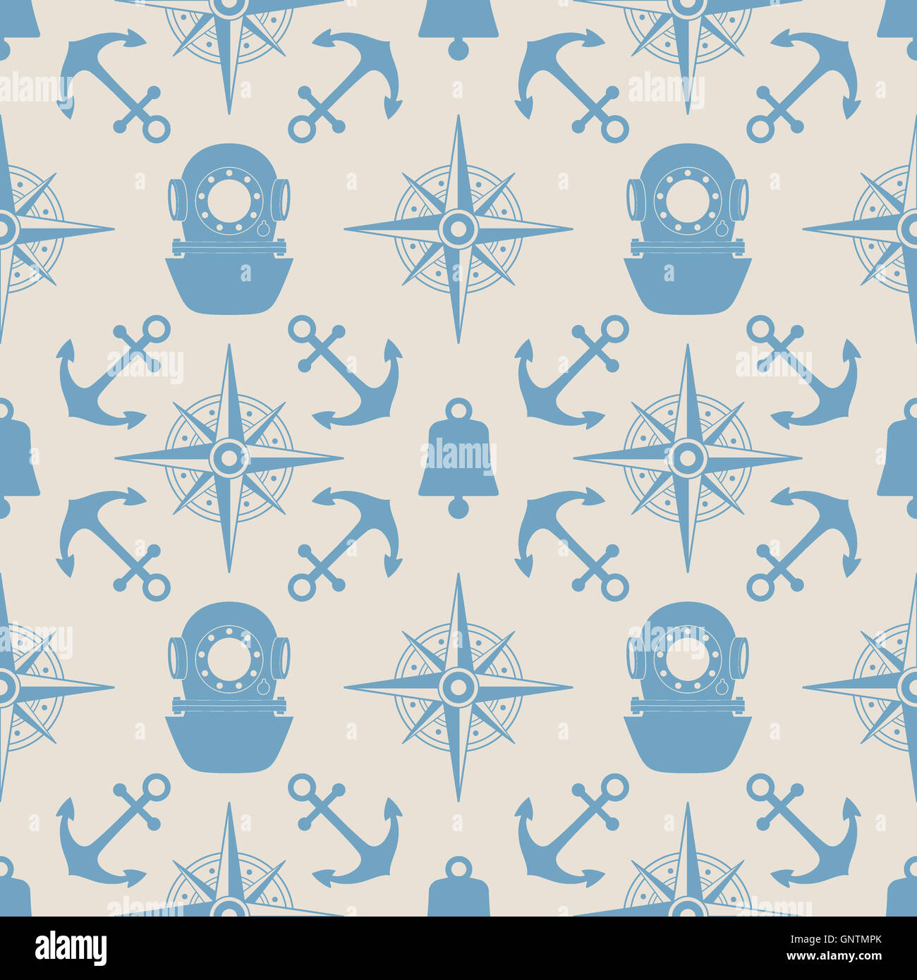 Vintage nautical seamless pattern Stock Photo - Alamy