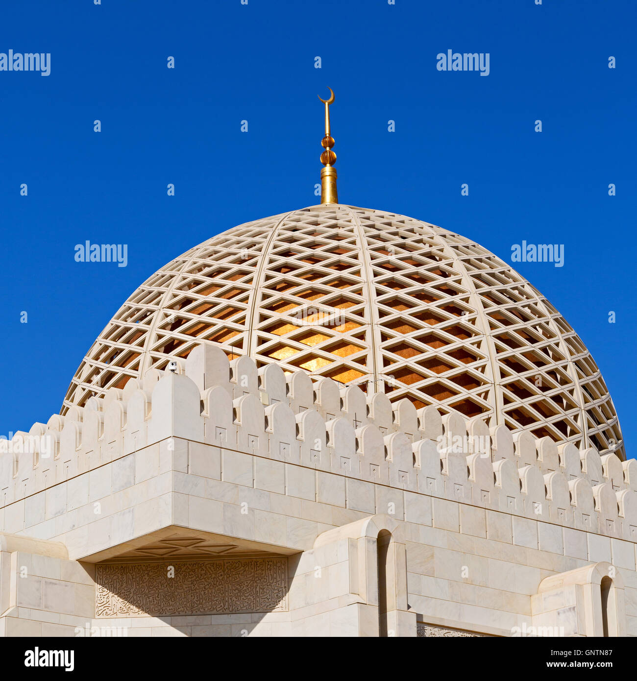 minaret and religion in clear sky in oman muscat the old mosque Stock ...
