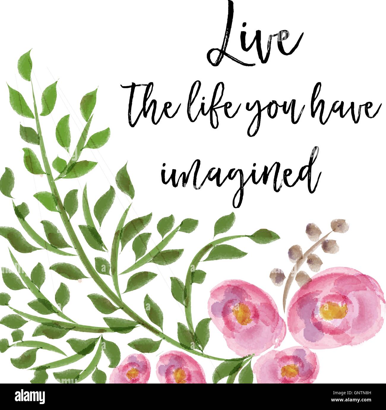 beautiful life quote with floral watercolor background Stock Vector ...
