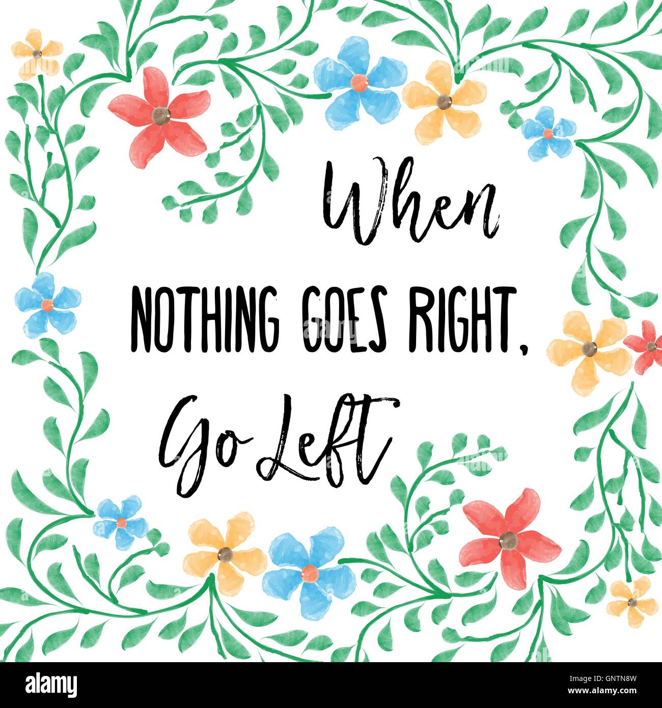 beautiful life quote with floral watercolor background Stock Vector ...