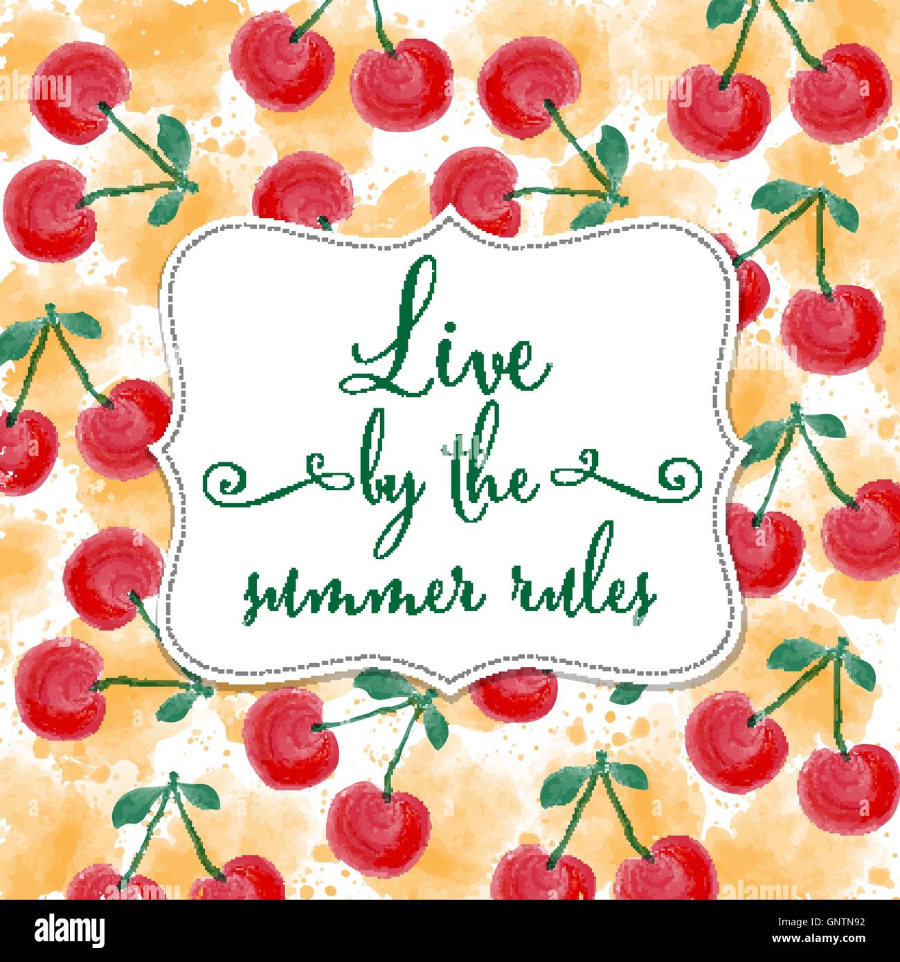 Fresh watercolor summer background with message Stock Vector Image ...
