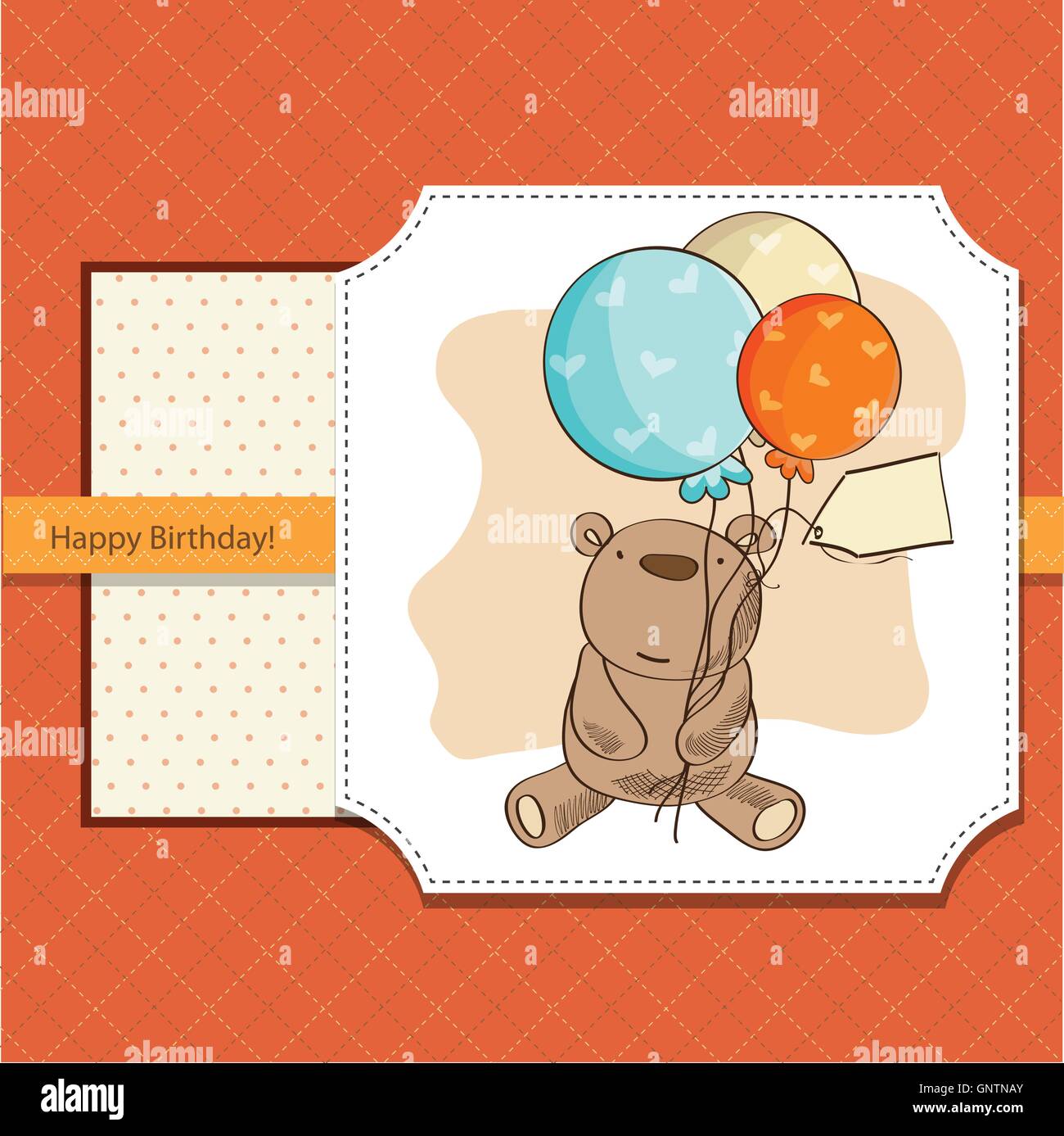 birthday card with teddy bear and balloons Stock Vector Image & Art - Alamy