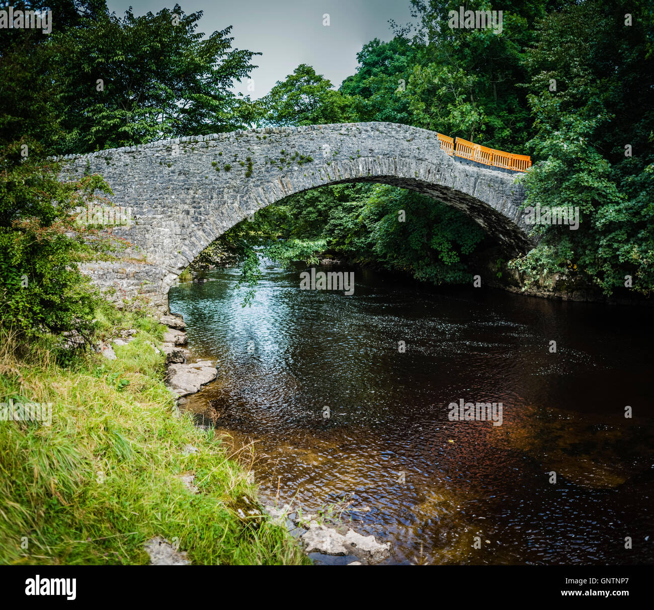 Damage to Stainforth packhorse bridge, Yorkshire Dales, UK Stock Photo ...