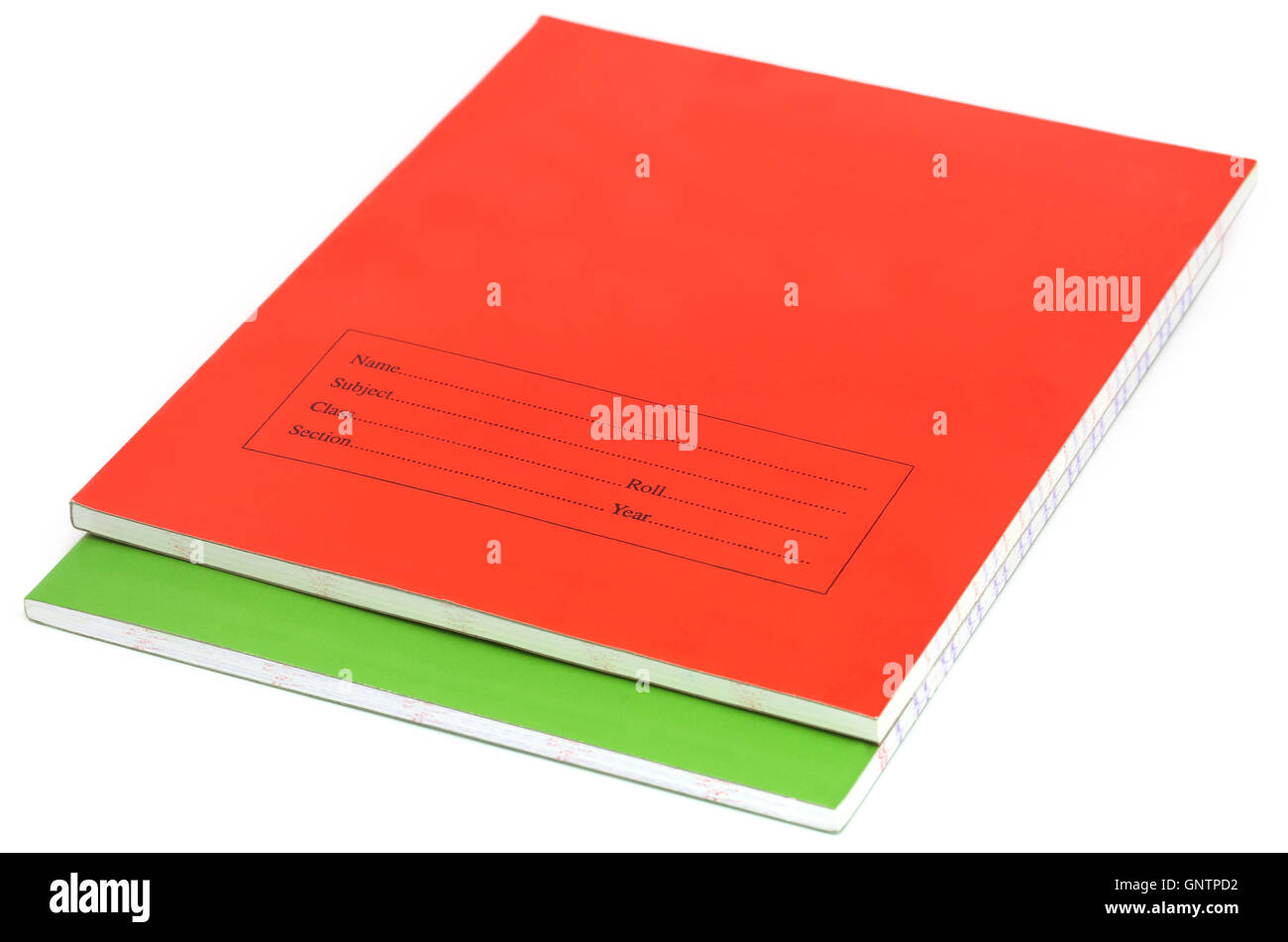 Two school notebooks over white background Stock Photo - Alamy