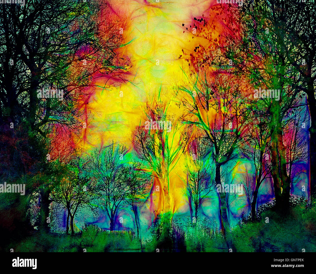 CONTEMPORARY ART: Cotswolds Sunset, Oxfordshire, Great Britain Stock ...