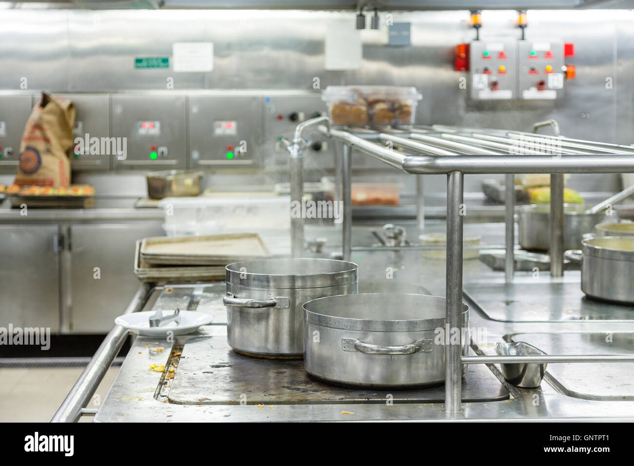 Two Pots Boiling in Commercial Kitchen Stock Photo - Alamy