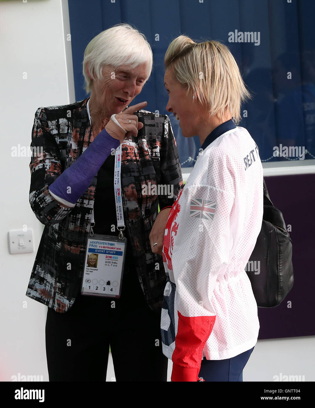 Baroness Sue Campbell greets Alex Danson during a VIP event on day one ...