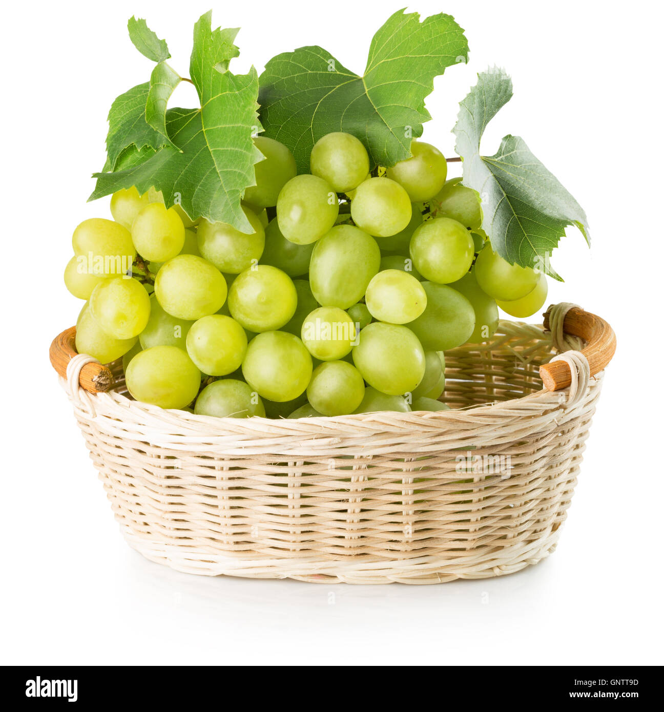 green grapes in basket isolated on the white background Stock Photo - Alamy