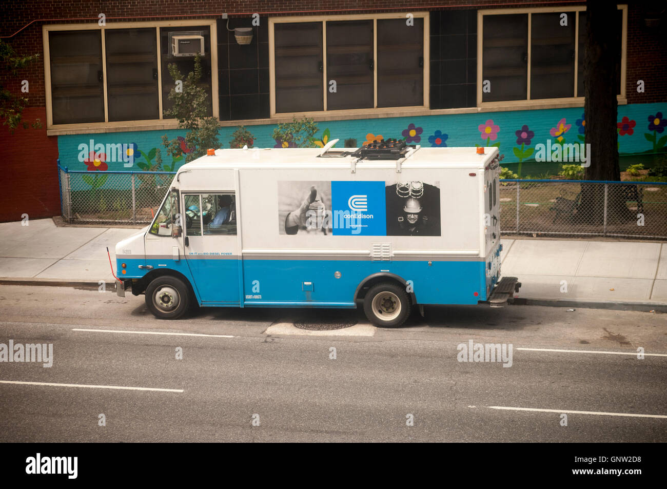 A Con Edison utility truck parked in the Chelsea neighborhood of New ...