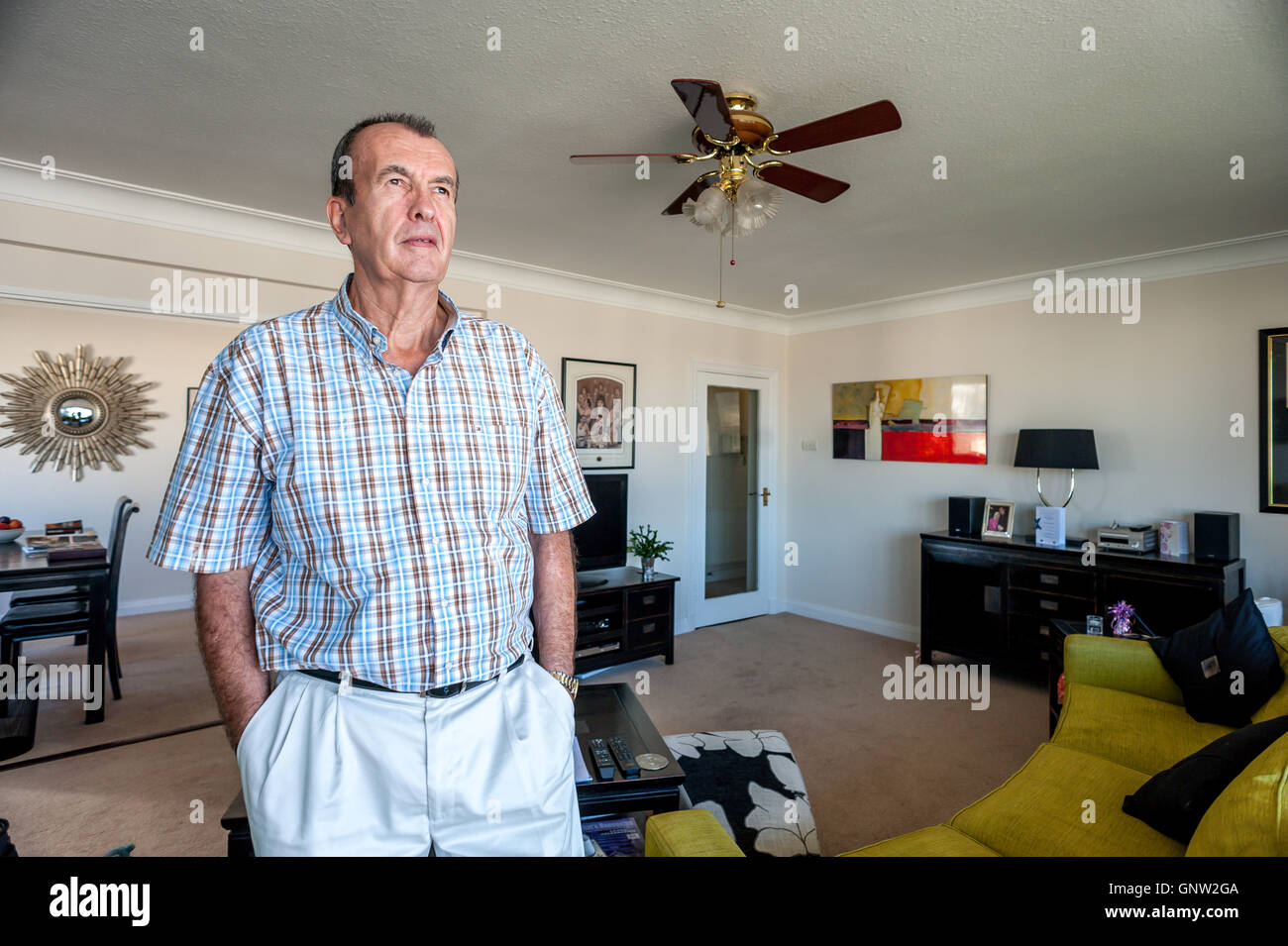 Millionaire property developer Mike Holland at home in Brighton Stock ...