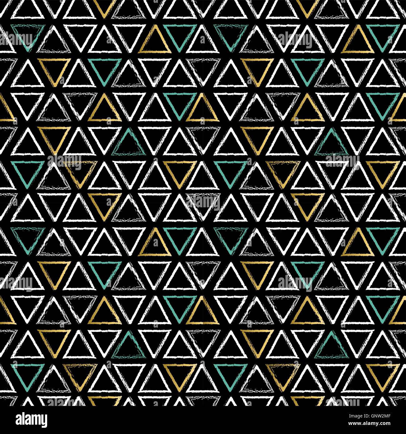 Seamless pattern with geometric triangle shapes in grunge hand drawn ...