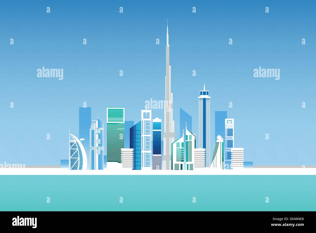Dubai skyline vector vectors hi-res stock photography and images - Alamy