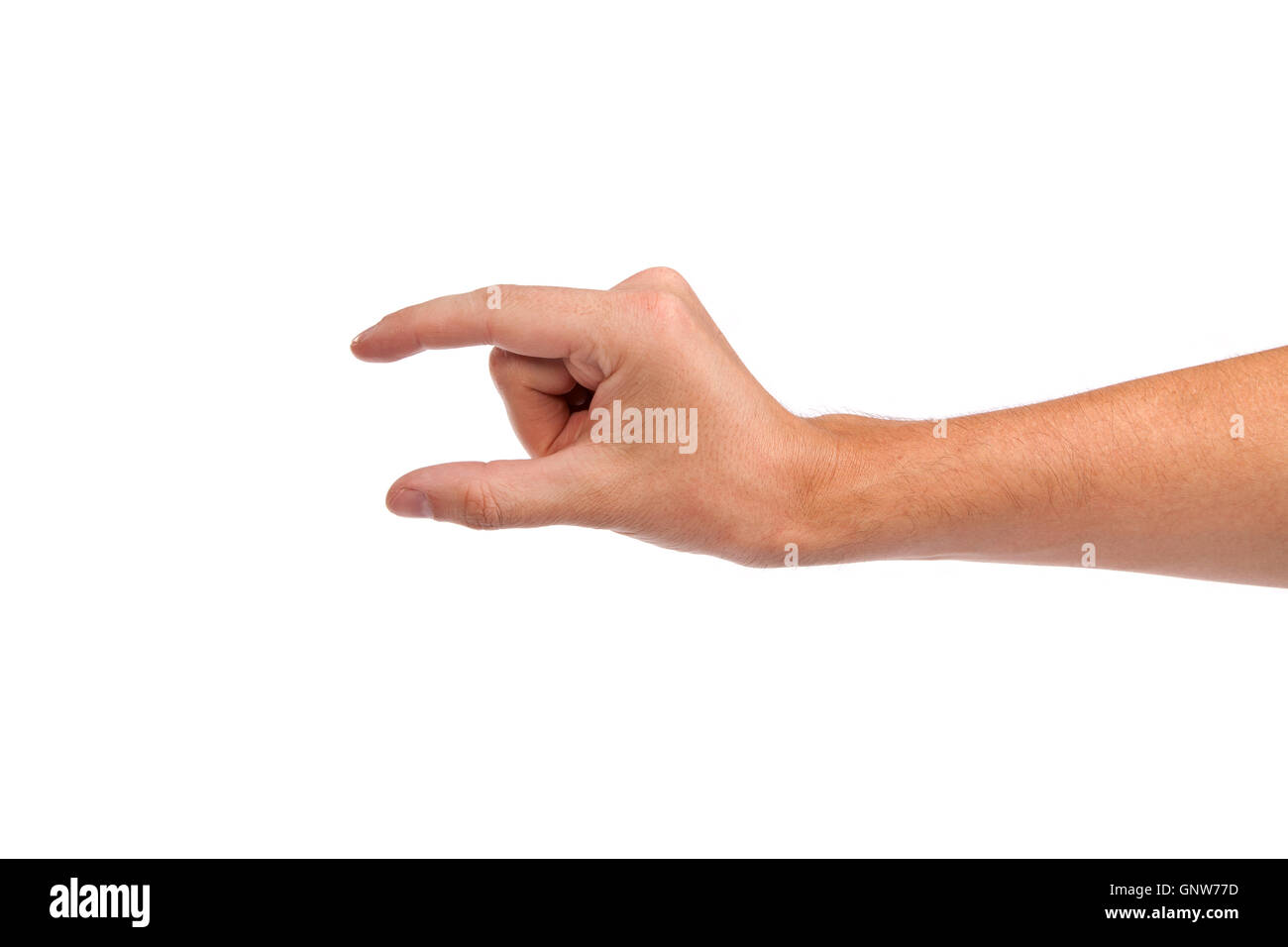 Male hand reaching for something on white Stock Photo - Alamy