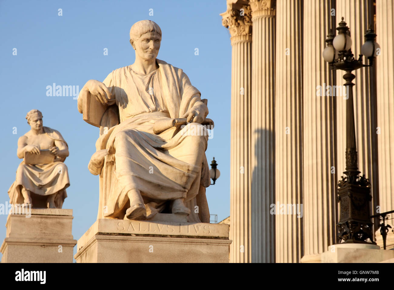 Statue of Sallustius in front of Austria parliament in Vienna, A Stock ...