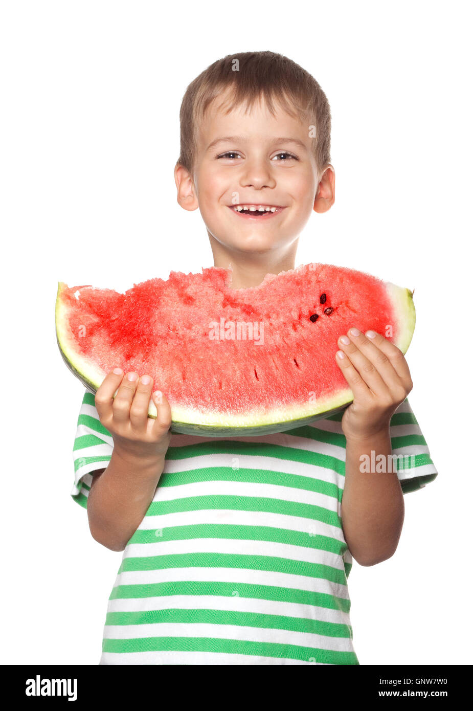Boy holding a watermelon Stock Photo - Alamy