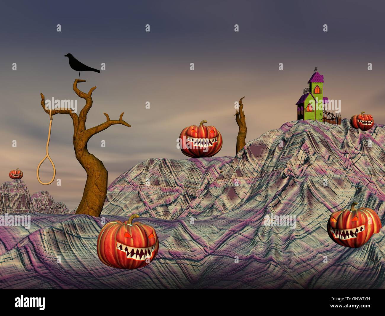 Colorful halloween scene Stock Photo - Alamy