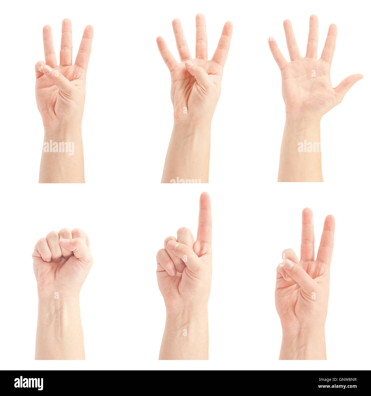 Counting man hands (0 to 5) isolated on white background Stock Photo ...
