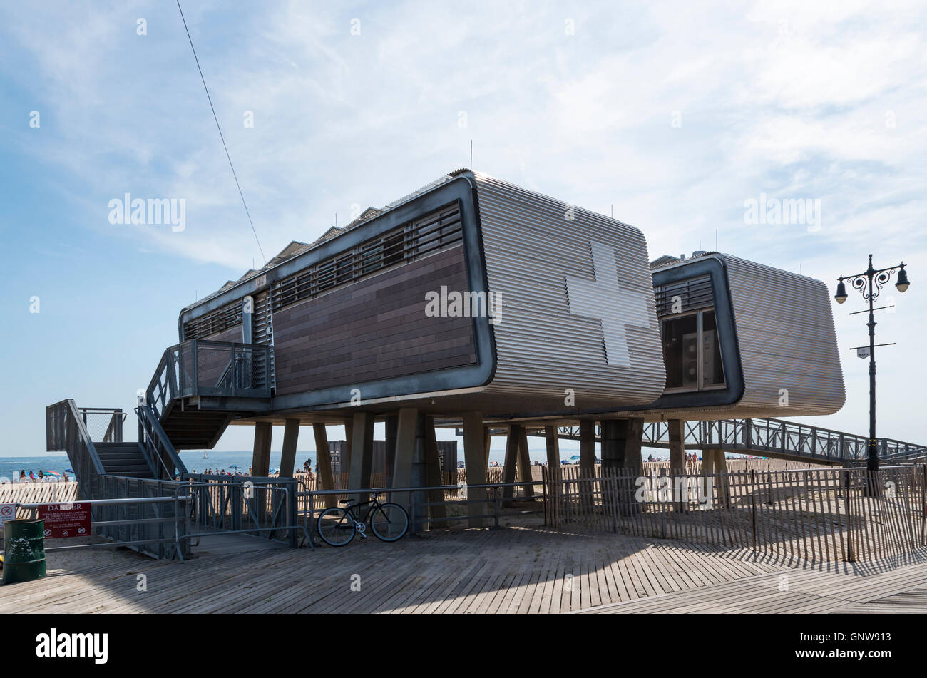 Exterior of first aid medical station building on Brighton Beach ...