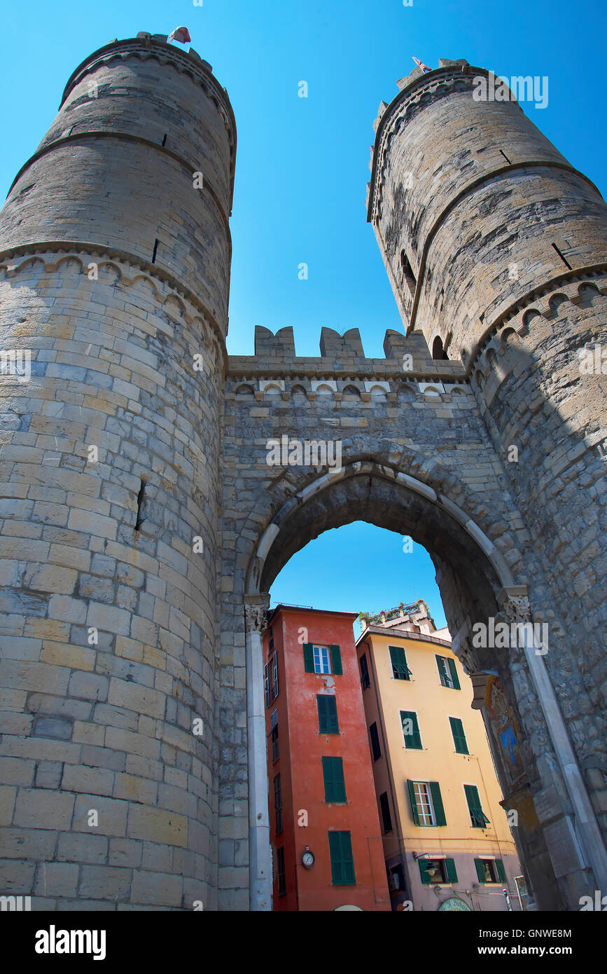 Entrance Gate in what remains of the 17th century City Walls in Genoa ...