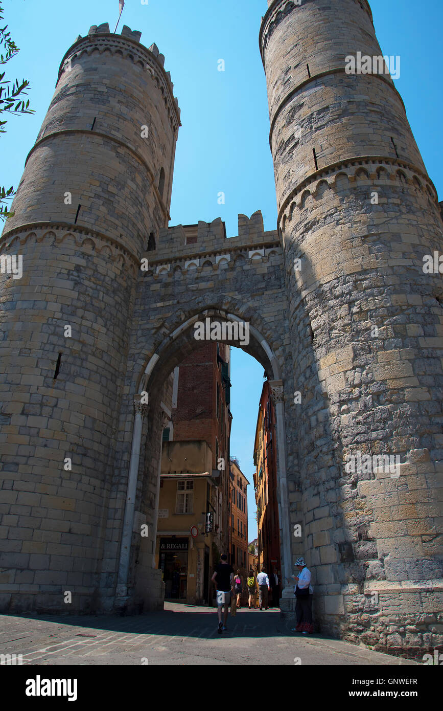 Entrance Gate in what remains of the 17th century City Walls in Genoa ...