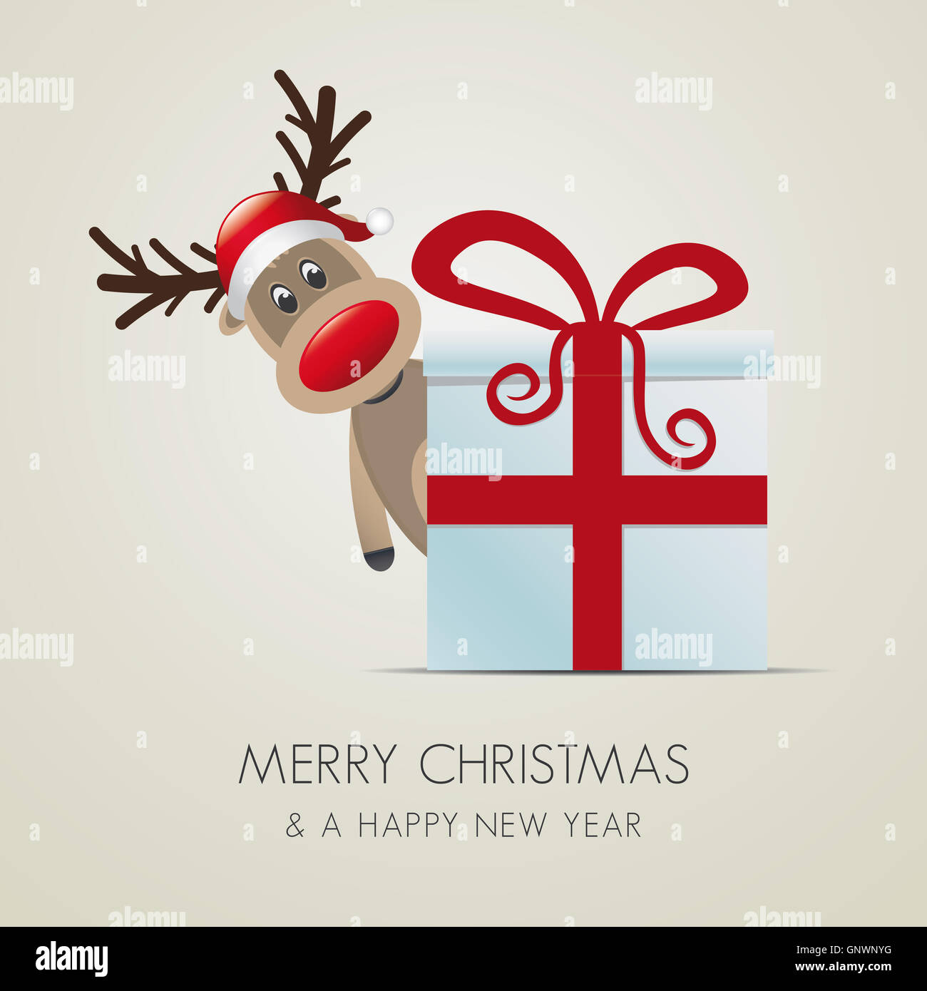 reindeer behind gift box Stock Photo - Alamy