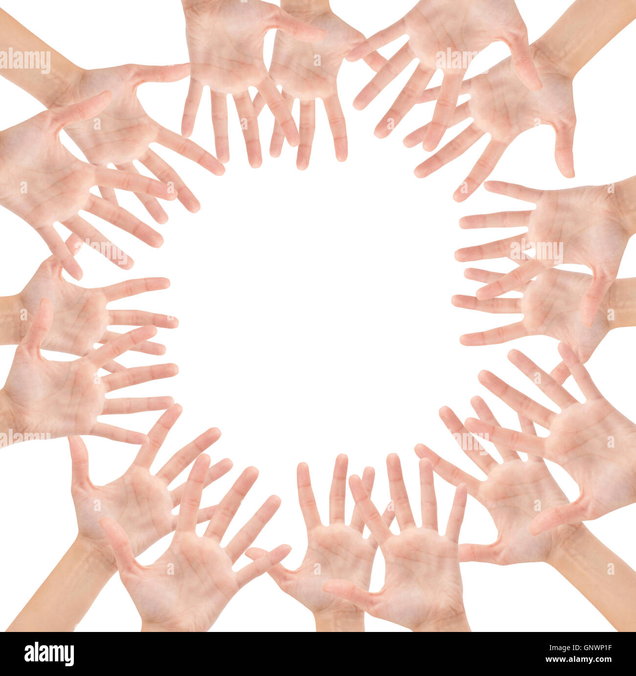 Circle made of hands isolated on white background Stock Photo - Alamy