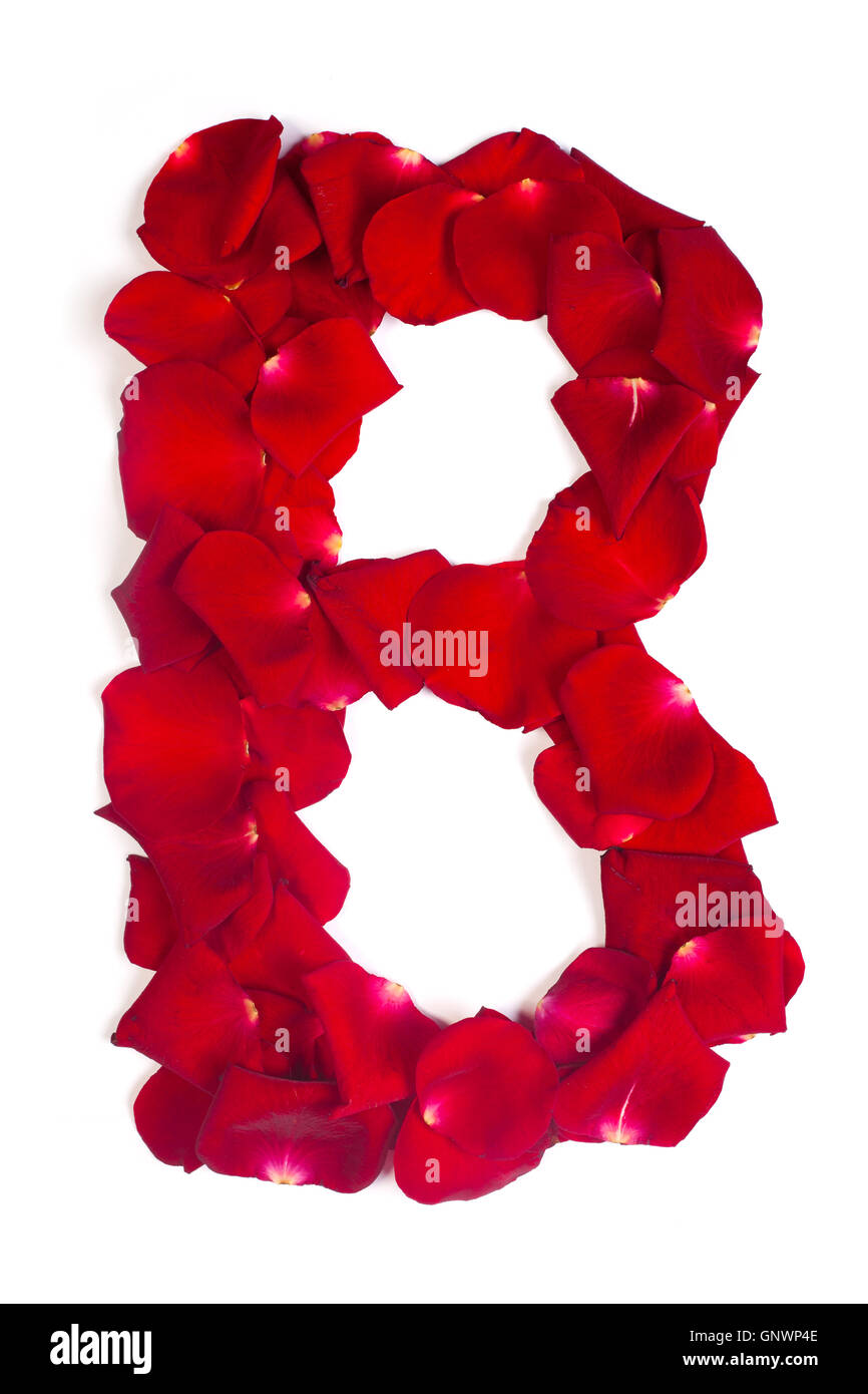 Letter B made from red petals rose on white Stock Photo - Alamy