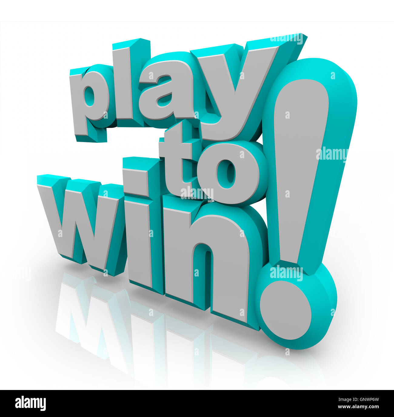 Play to Win 3D Words Determination Positive Attitude Stock Photo - Alamy
