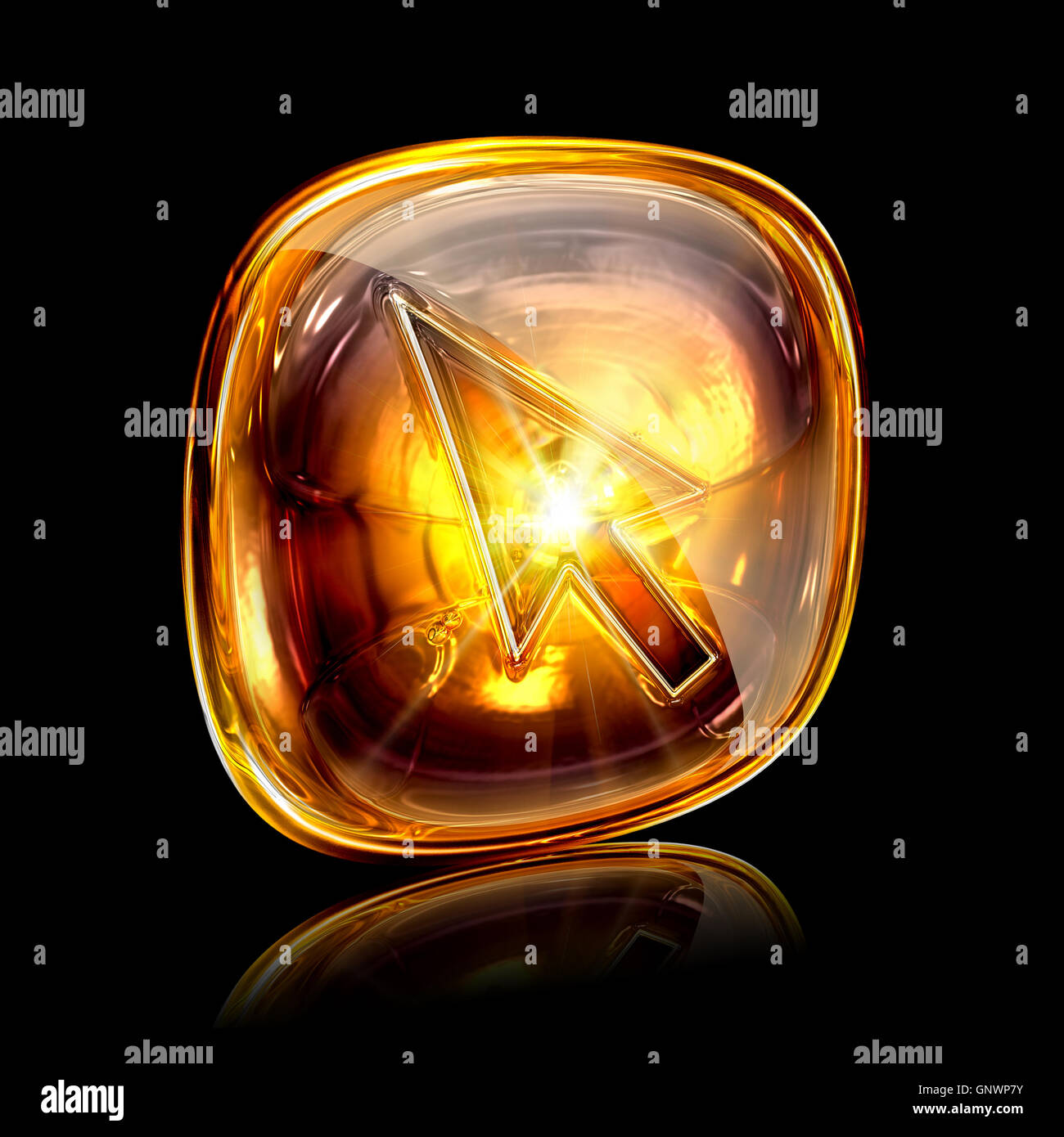 cursor icon amber, isolated on black background Stock Photo - Alamy