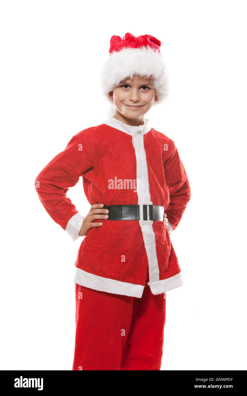 Boy dressed as Santa Claus Stock Photo - Alamy