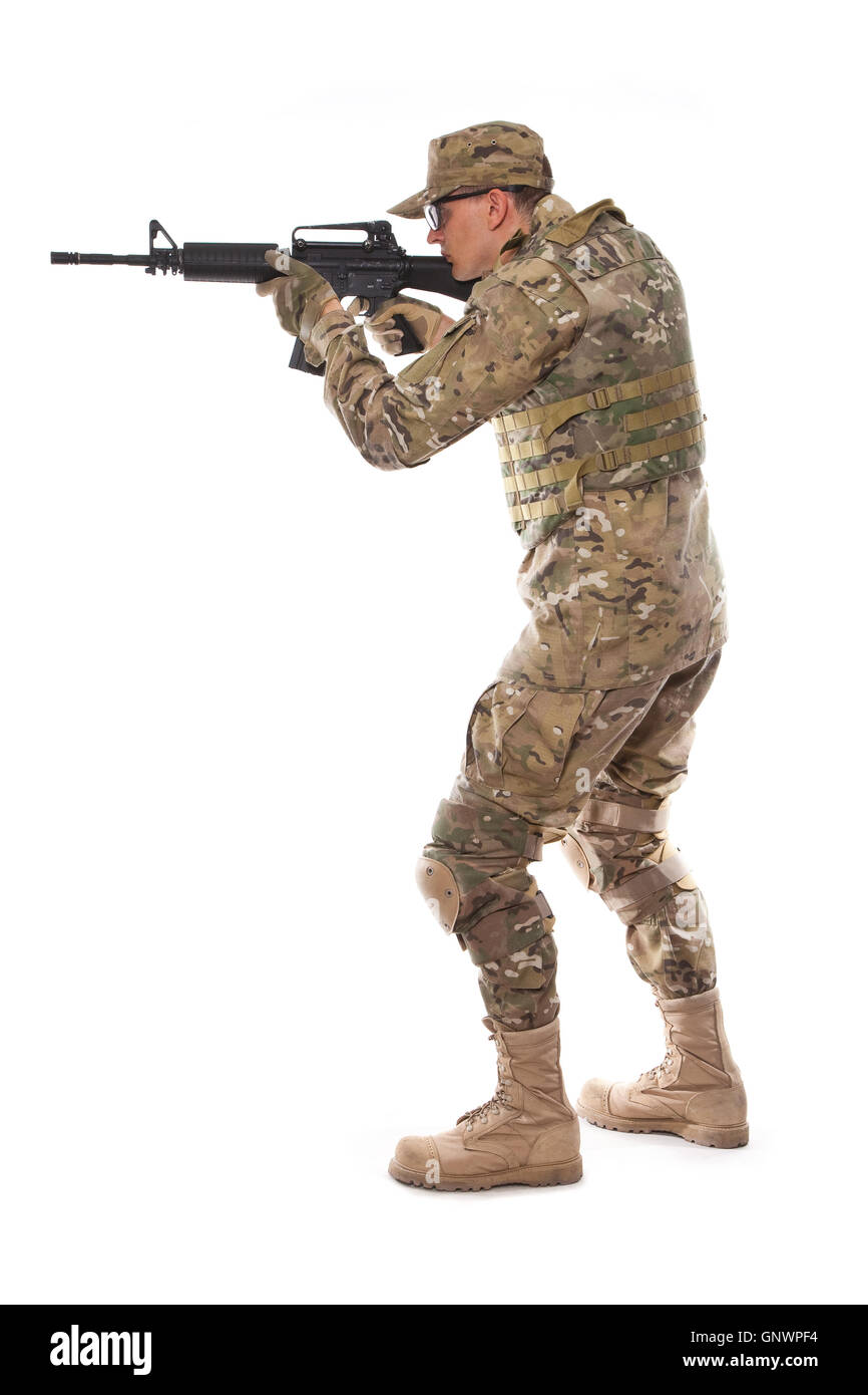 Soldier with rifle Stock Photo - Alamy