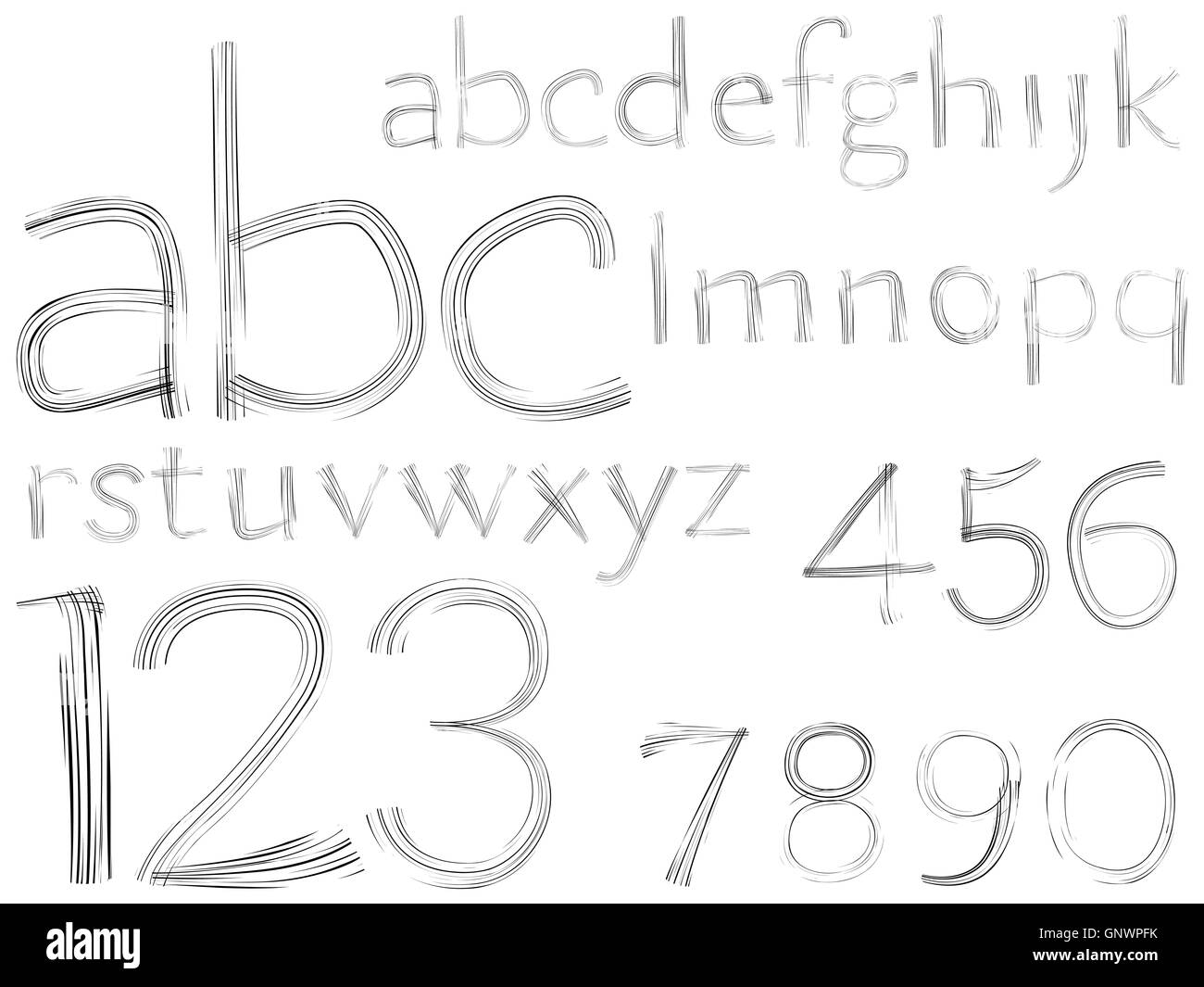 Sketched hand drawn alphabet hi-res stock photography and images - Alamy