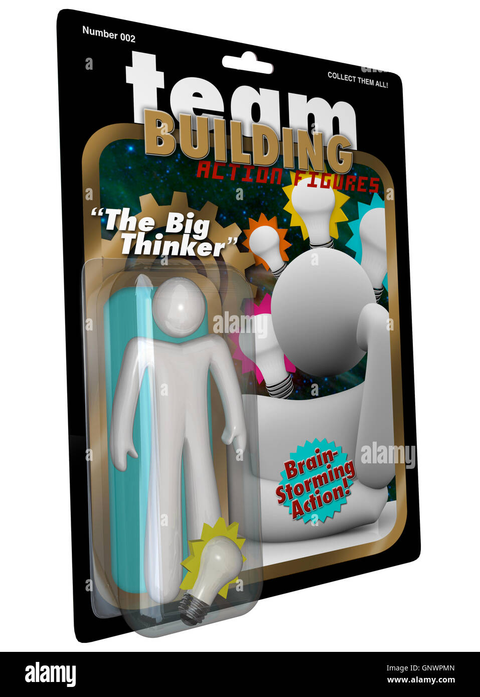 Big Thinker Action Figure Man Thinking of Ideas for Success Stock Photo ...