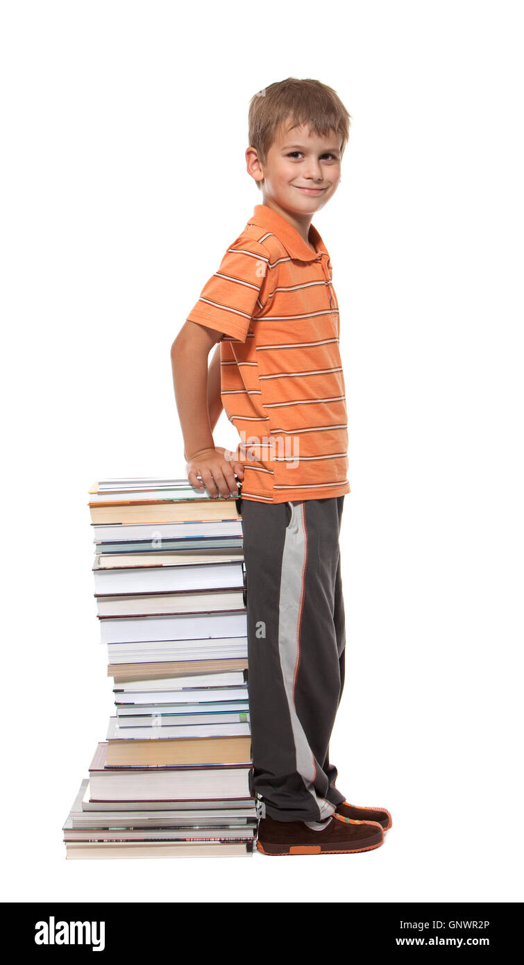 Boy and books Stock Photo - Alamy