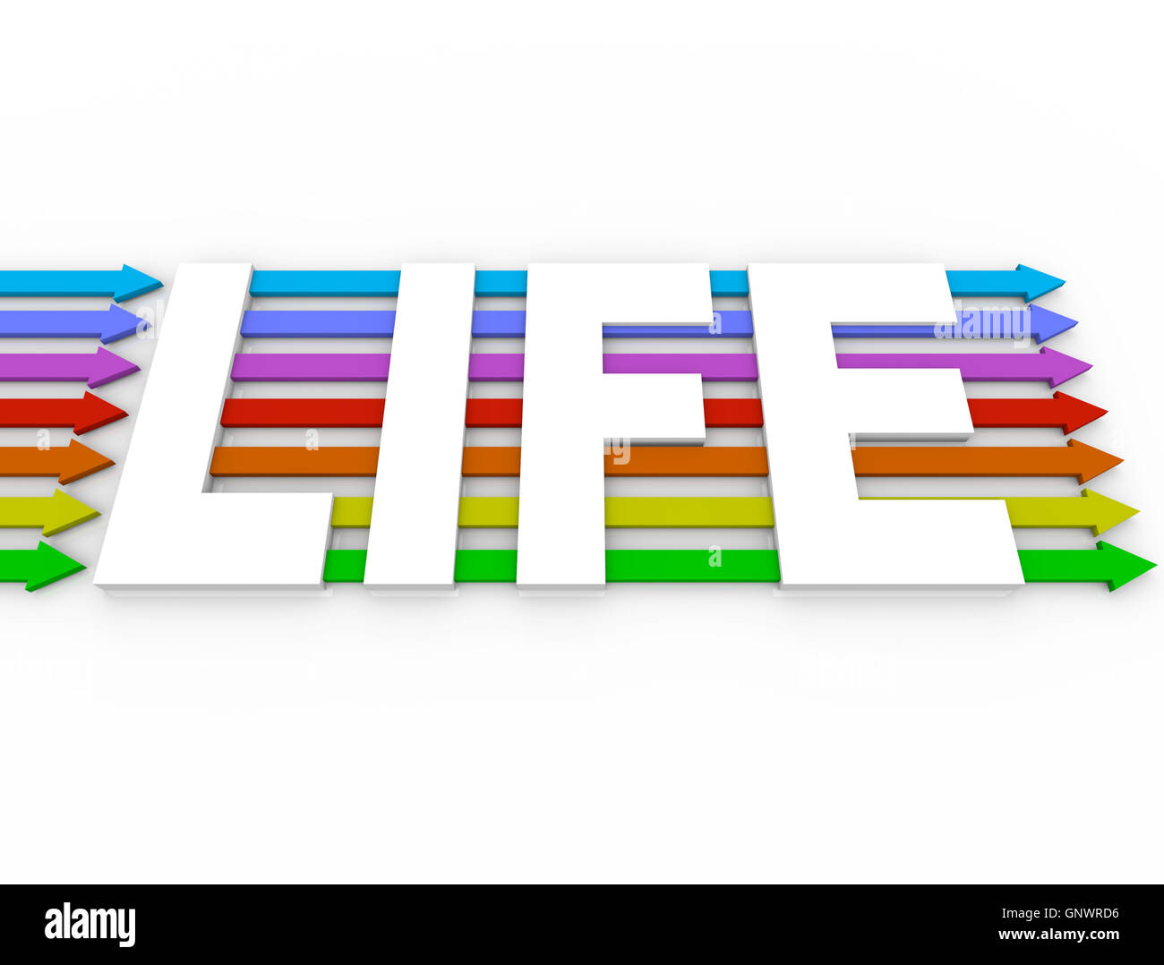 Life Word Colorful Arrows Experience Diversity Stock Photo - Alamy