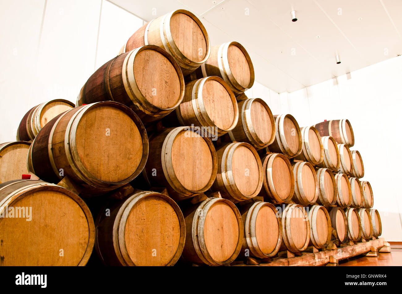Wine keg barrels Stock Photo - Alamy