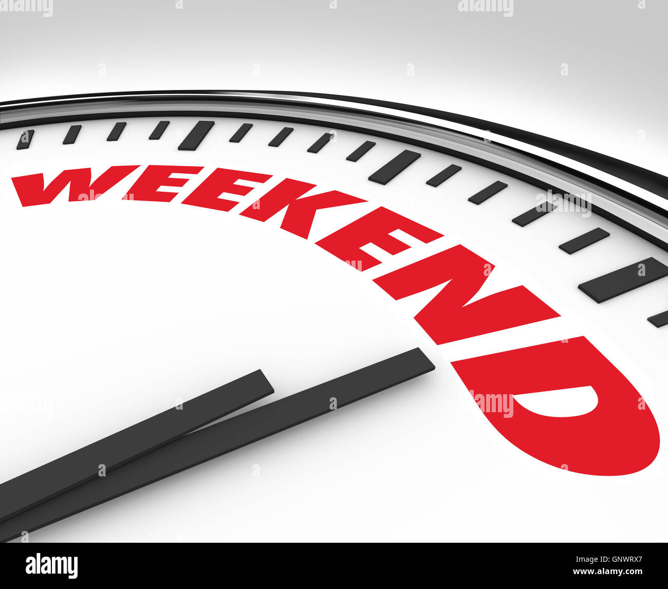 Weekend Word on Clock Time for Fun and Relaxation Stock Photo - Alamy