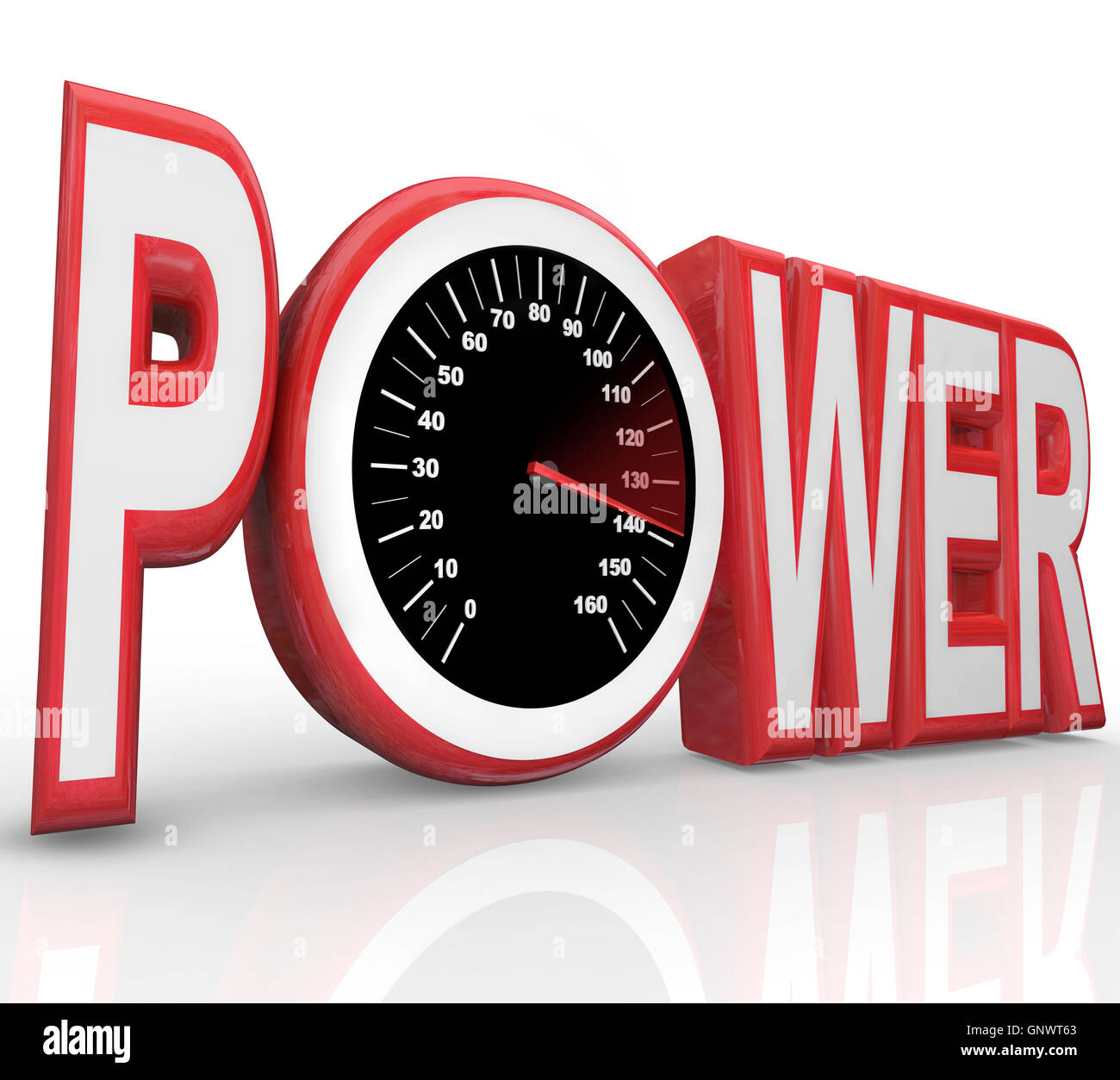Power Word Speedometer Powerful Energy Speed Racing Stock Photo - Alamy