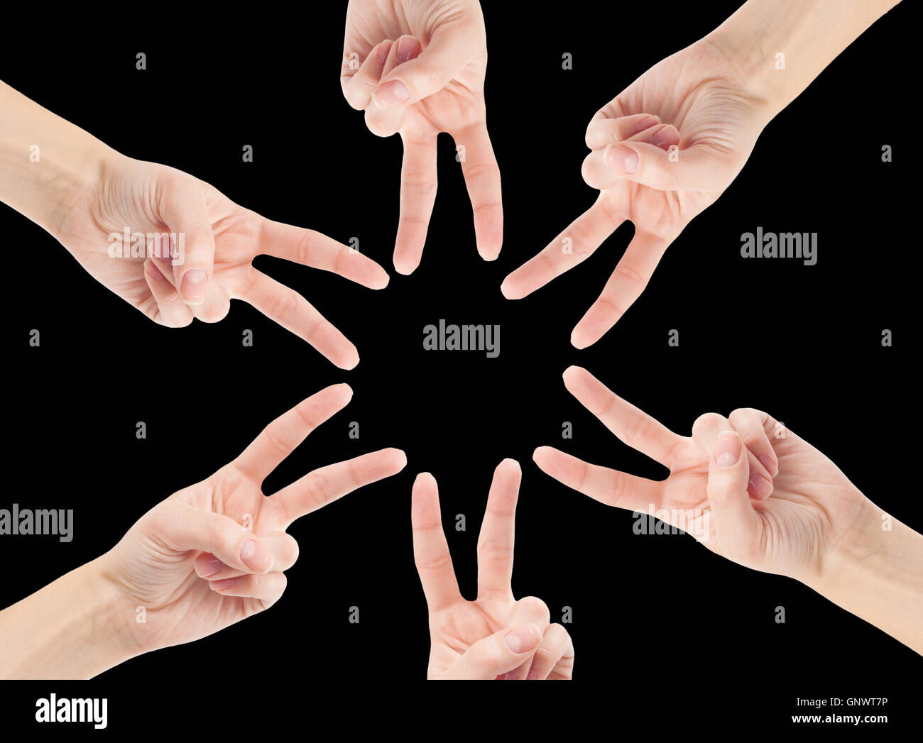 Hands of teamwork , forming the star shape Stock Photo - Alamy
